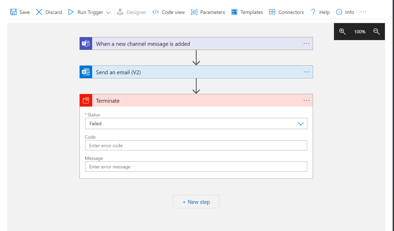 Code & Message should be shown conditionally for Terminate action · Issue #1952 · Azure ...