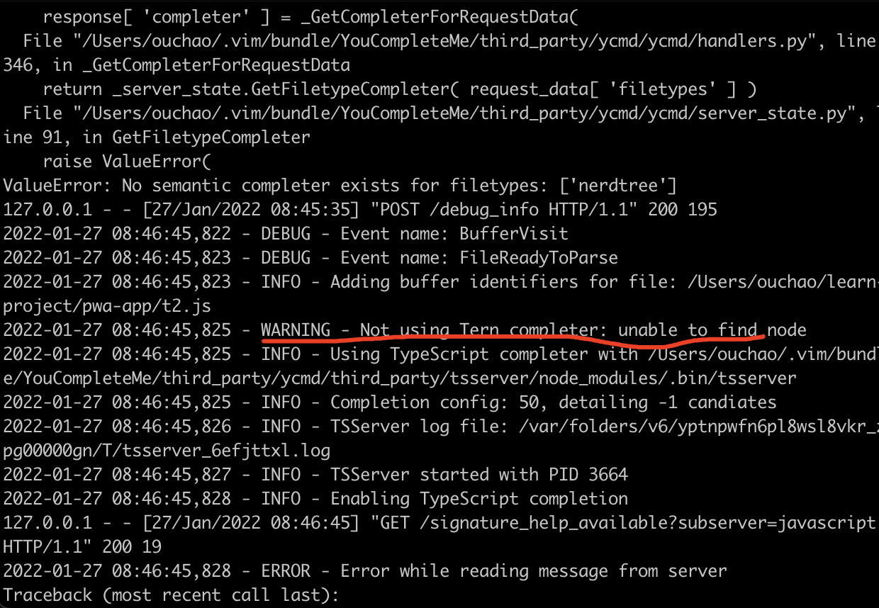 RuntimeError: Response Timeout · Issue #4009 · ycm-core/YouCompleteMe · GitHub