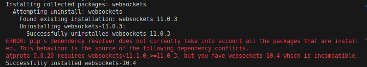 Error when installing websocket dependency for different plugins · Issue #218 · Significant ...