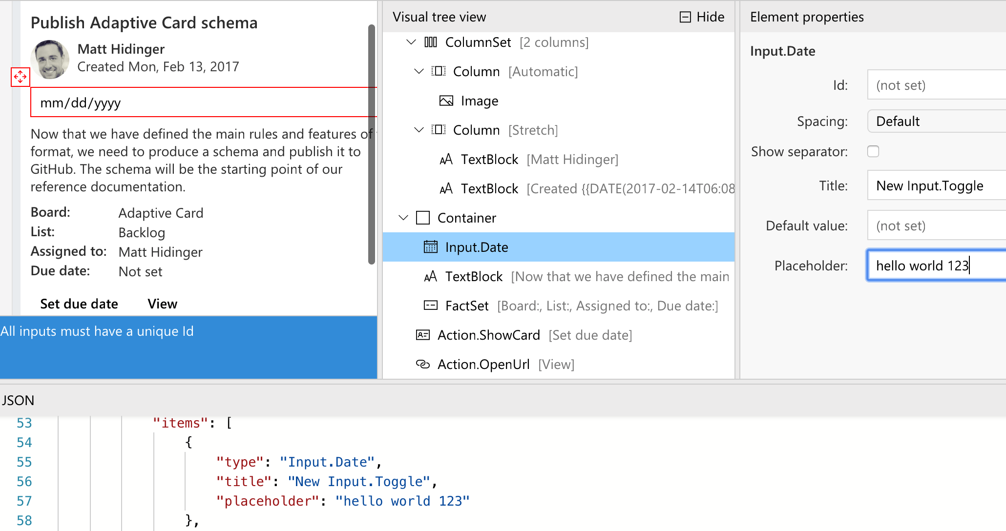 Html Aria Label For Inputdate By Quincycs · Pull Request 2257 · Microsoftadaptivecards · Github