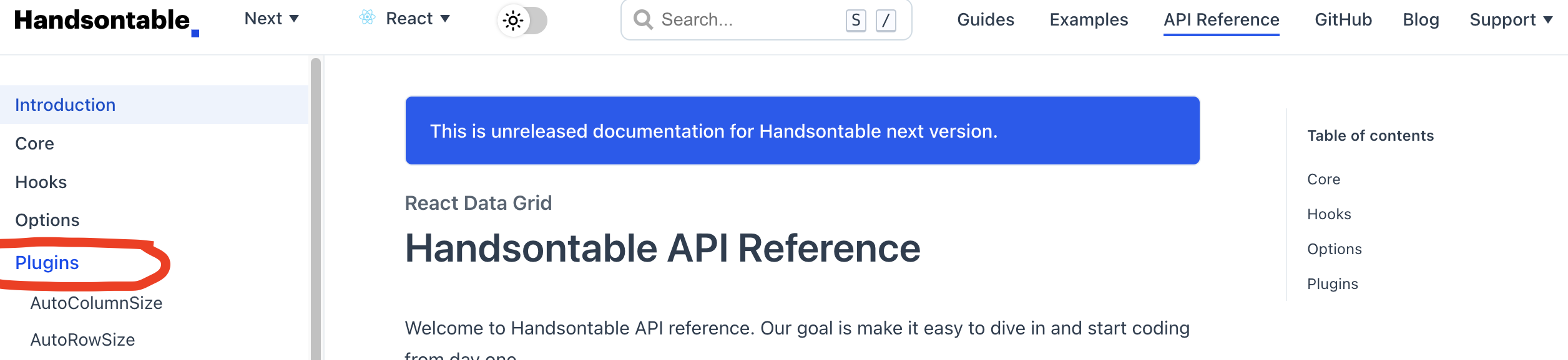 "Plugins" menu item doesn't work · Issue #9689 · handsontable/handsontable · GitHub