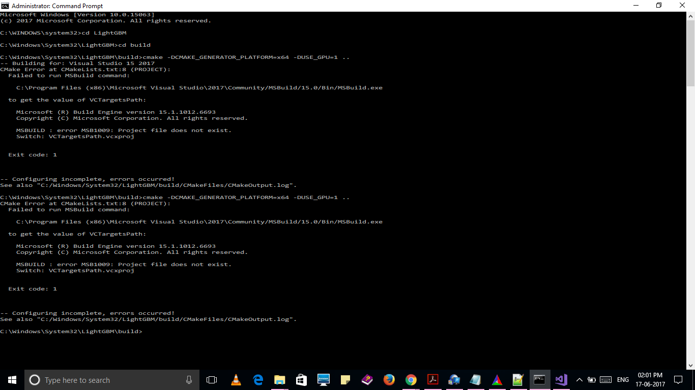 Error while downloading LightGBM on Windows GPU version. -cmake error is attached below. · Issue ...