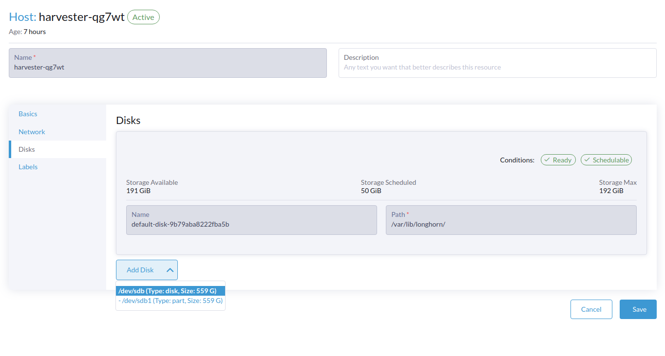 [BUG]Can't add secondary disk as data volumen at 2nd host of cluster · Issue #1755 · harvester ...