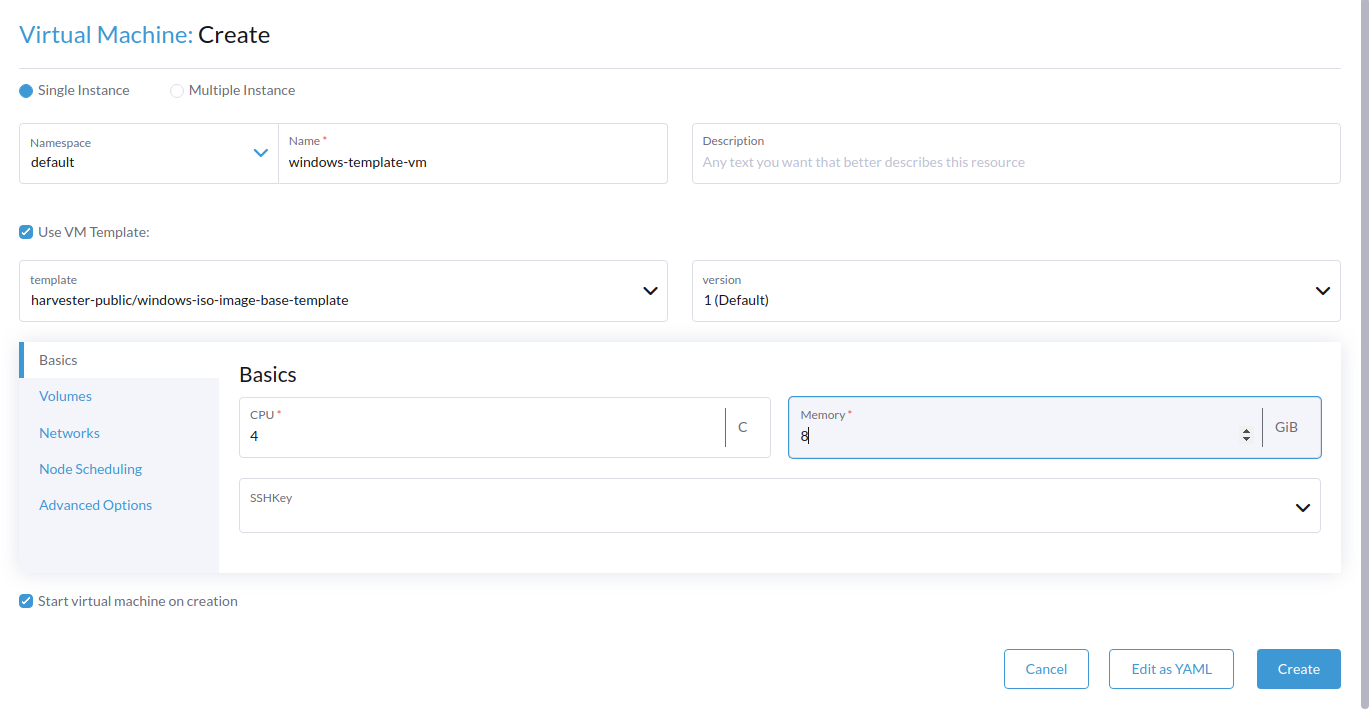 [BUG] VM created from windows-iso-image template can't start automatically, need the extra ...