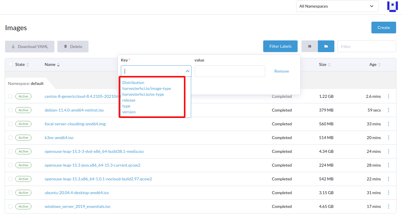 [backport v1.0] [FEATURE] Image filtering by labels · Issue #2474 · harvester/harvester · GitHub
