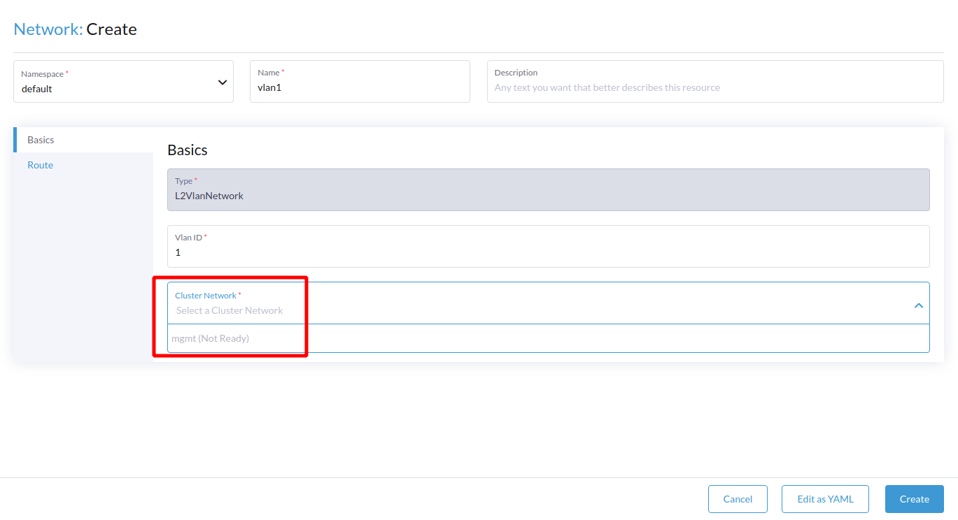 Bug Unable To Create Vlan Network On Default `mgmt` Cluster Network On Networks Page · Issue