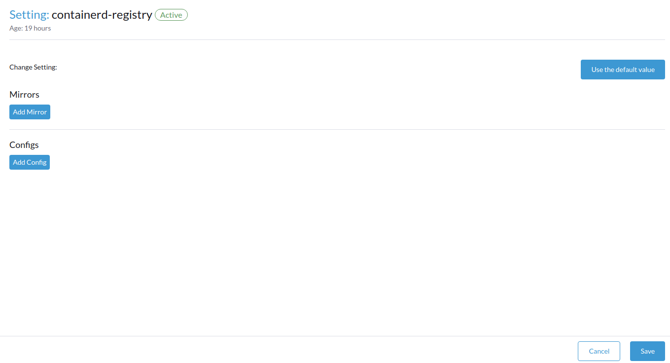 [BUG] Set Harvester containerd-registry to use default value also cleanup previous status ...