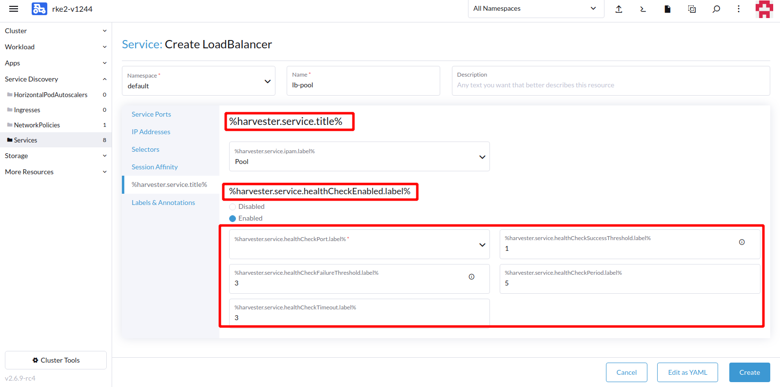[BUG] All title content in Rancher create loadBalancer Add-on Config page display incorrectly ...
