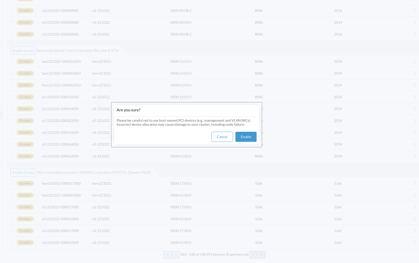 [FEATURE] Mark pcidevices-controller add-on as experimental and add warning when enable devices ...