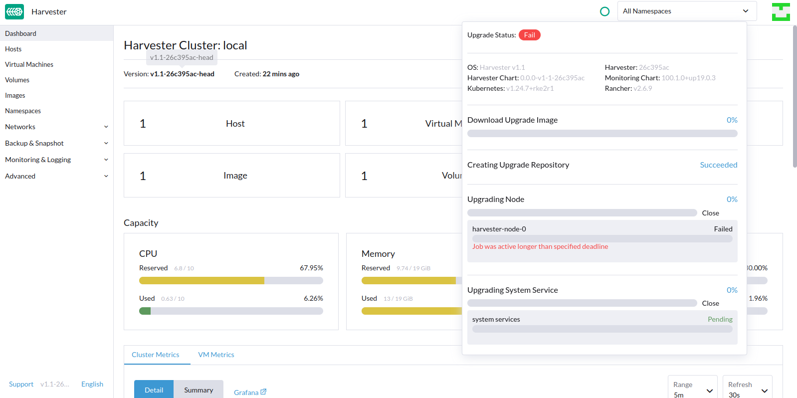 [BUG] Upgrade fails because upgrade-repo VM is not becoming healthy and gets deleted again ...