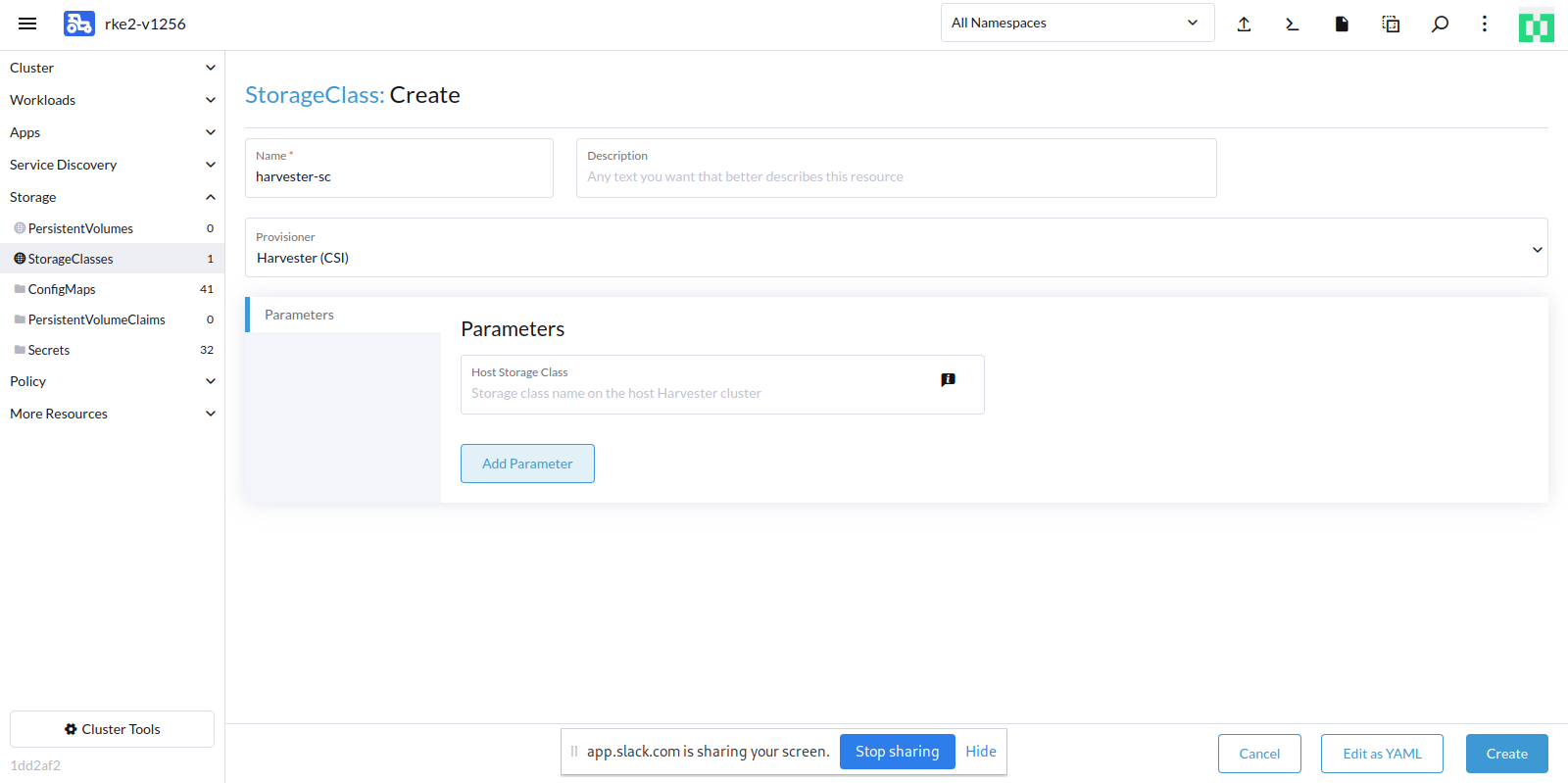 [RFE] RancherUI may allow to create StorageClass with provisioner harvester · Issue #7850 ...
