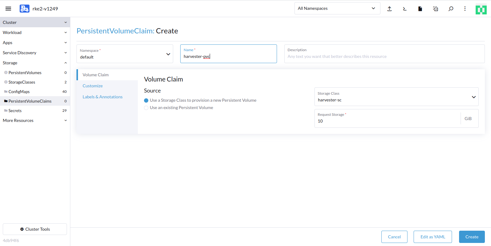[RFE] RancherUI may allow to create StorageClass with provisioner harvester · Issue #7850 ...