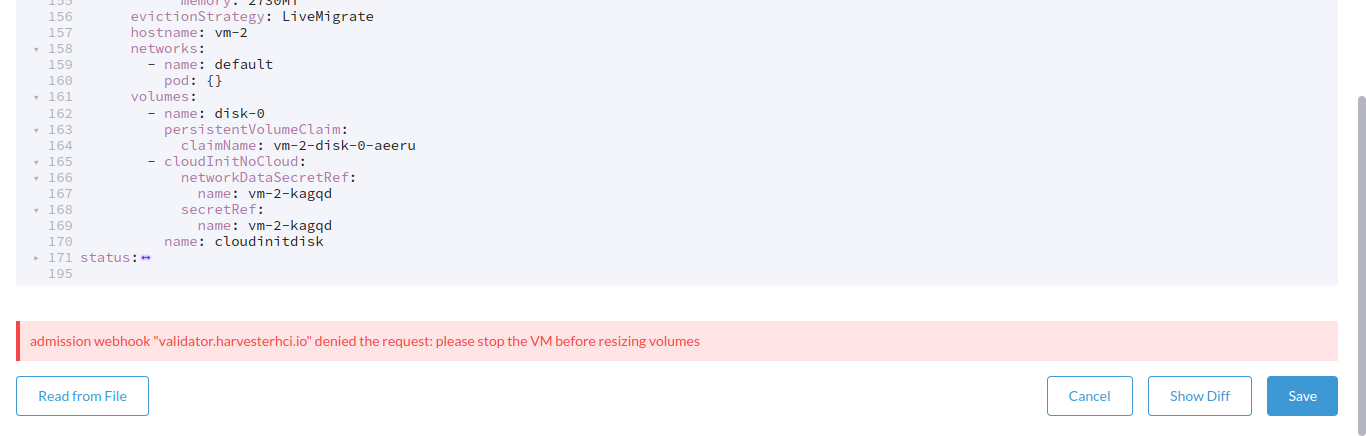 [BUG] resize of a disk in harvester_virtualmachine via terraform is returing success but does ...