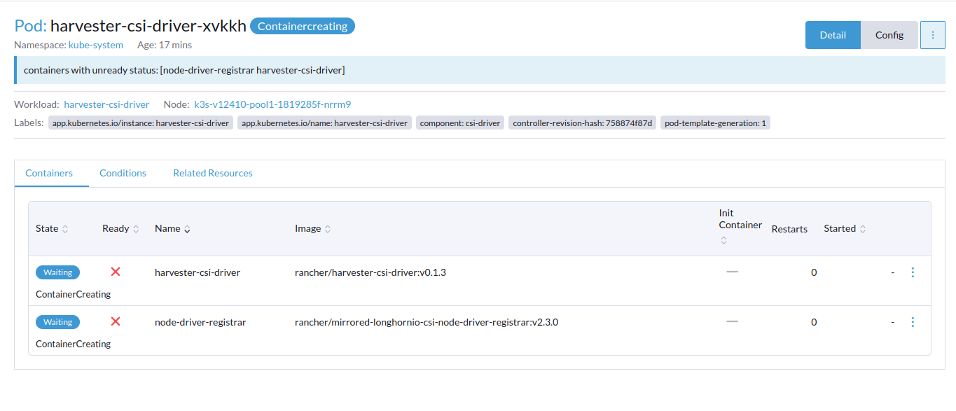 [BUG] Unable to install csi-driver on K3s guest cluster from Rancher, daemonsets stuck in ...