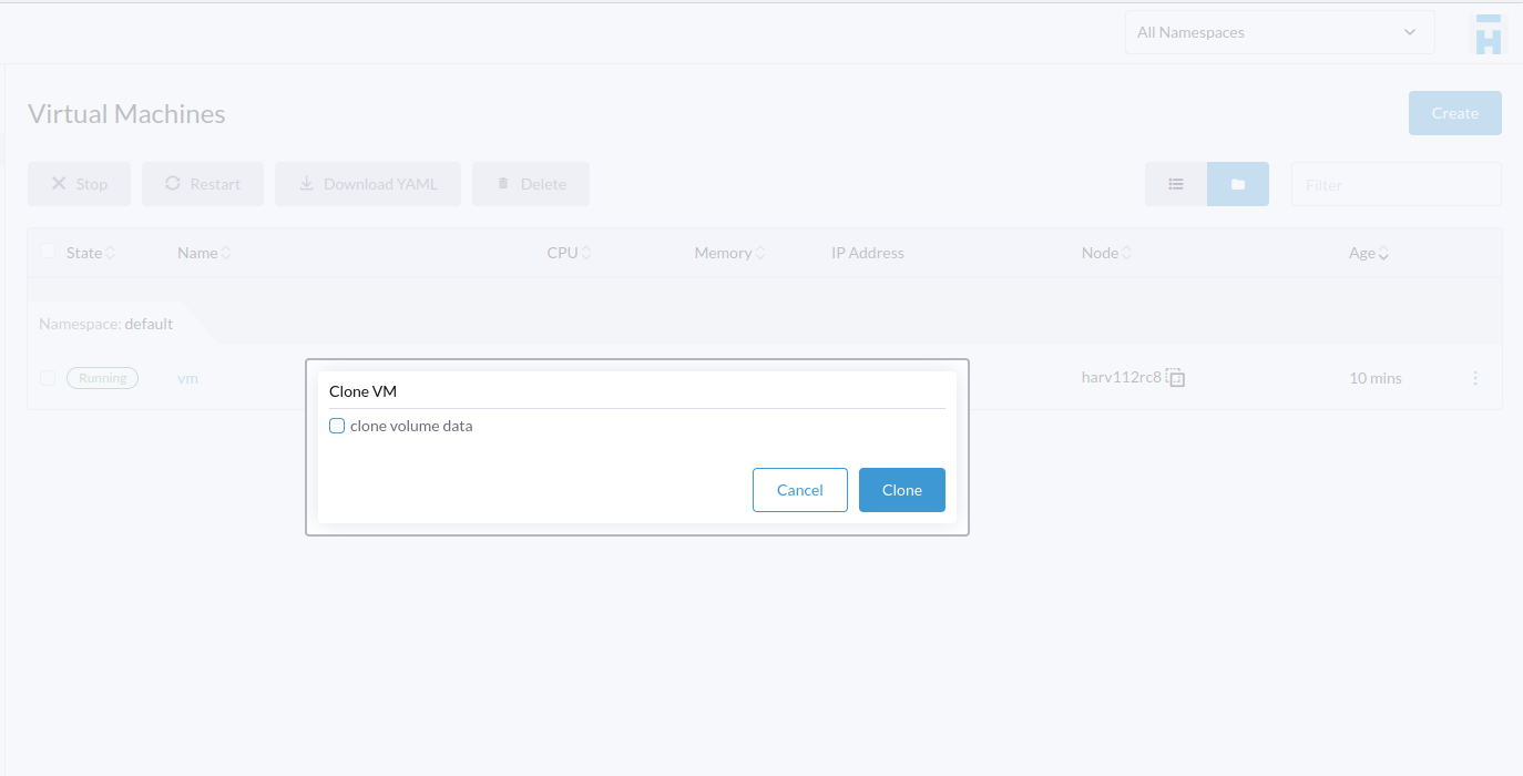 [backport v1.1] [BUG] When cloning a VM, an alert message appears on the Volume tab page ...