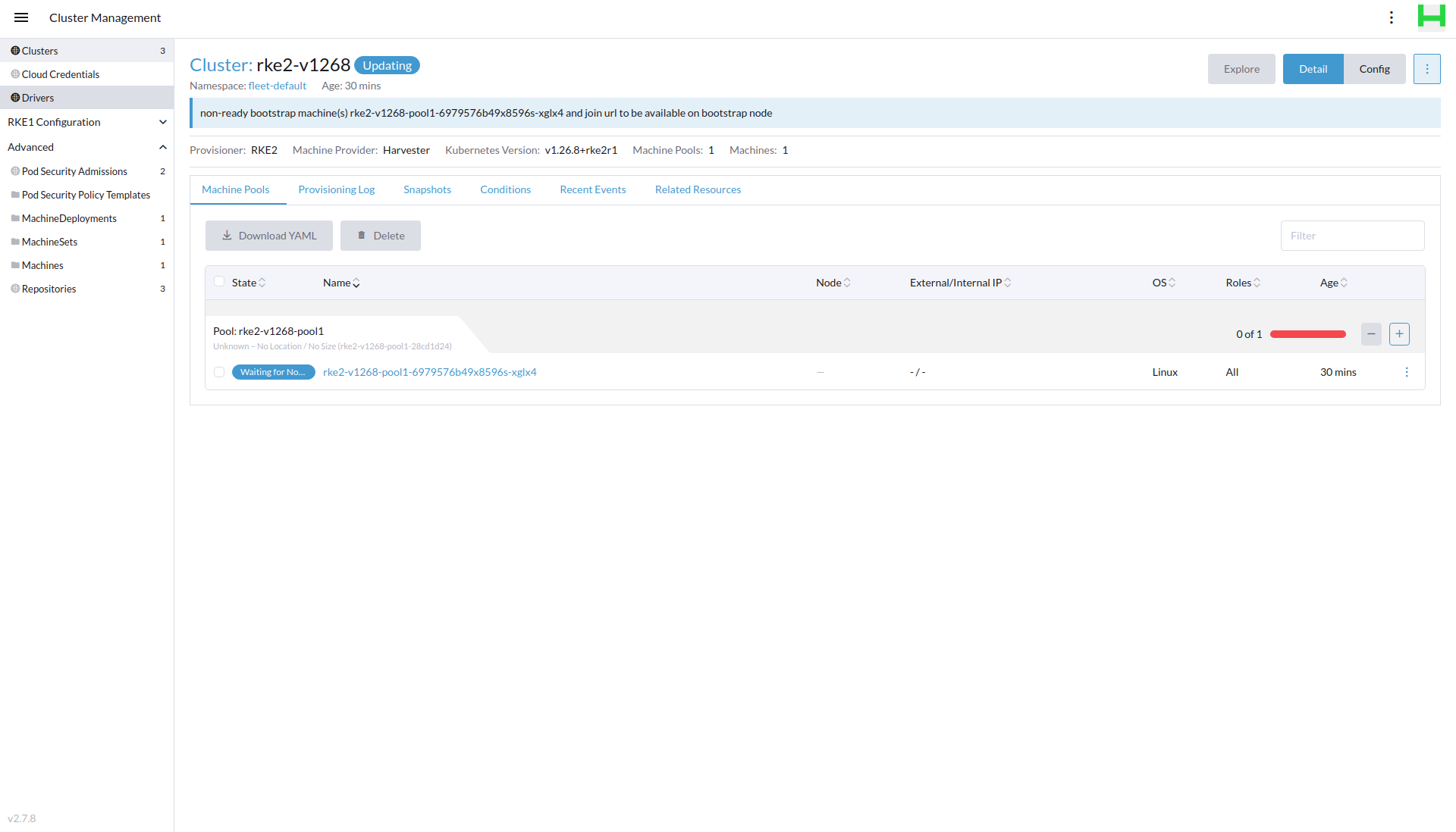 Bug Failed To Provision V1268 Rke2 Cluster On Rancher V278 Stuck In Waiting For Node Ref 