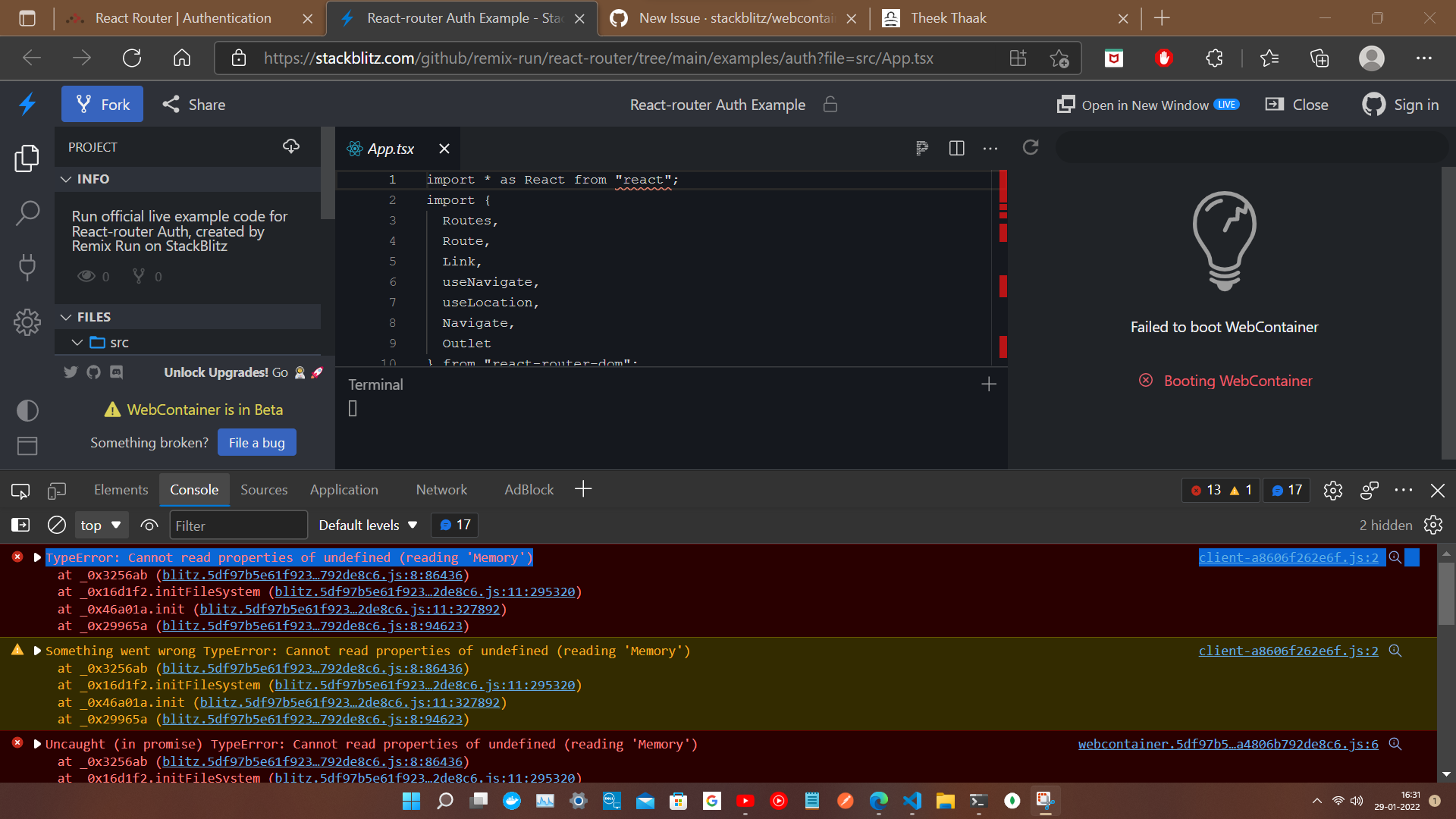 client-a8606f262e6f.js:2 TypeError: Cannot read properties of undefined (reading 'Memory ...