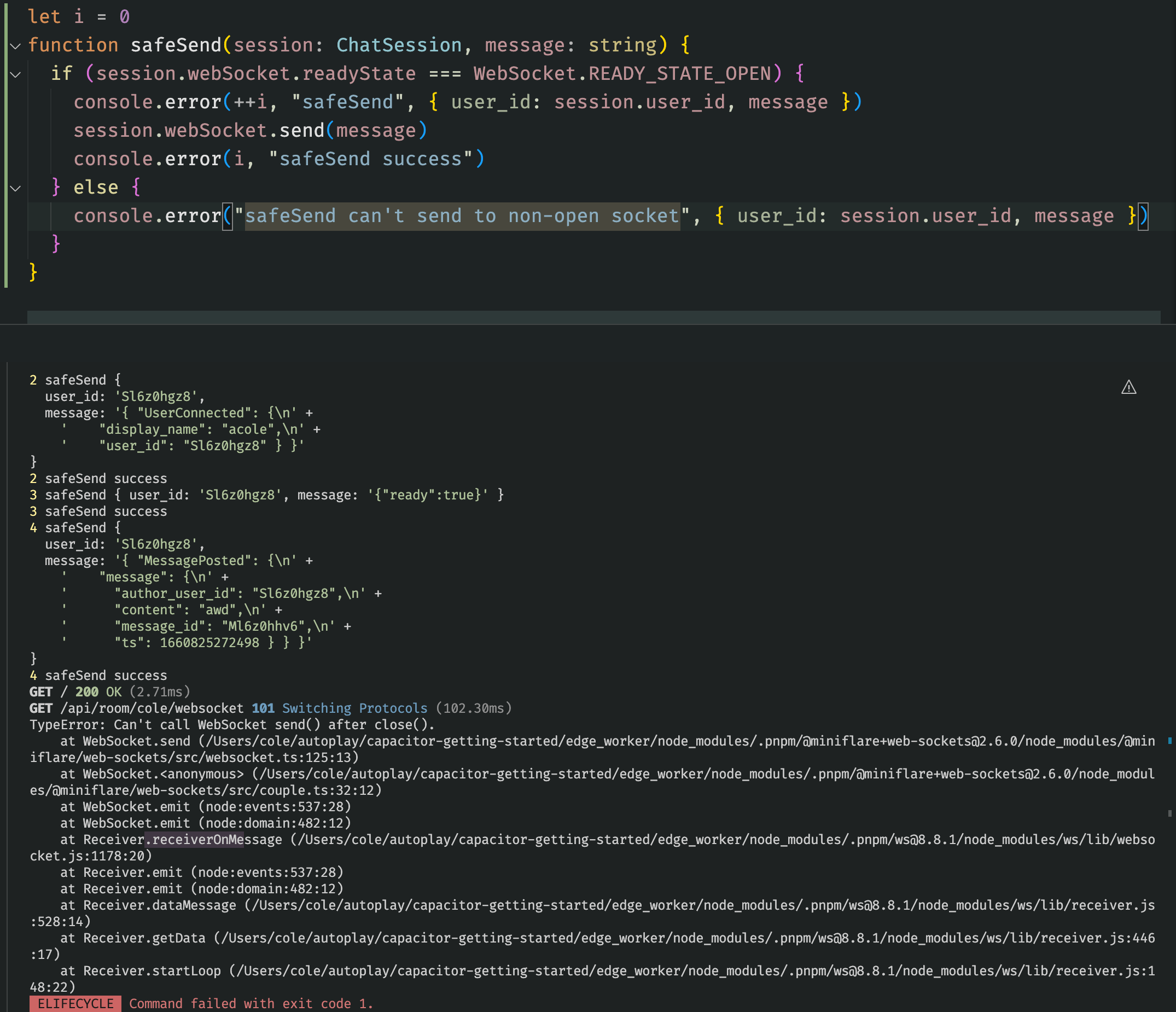Cant Call Websocket Send After Close Uncatchable And Crashes The Worker · Issue 339