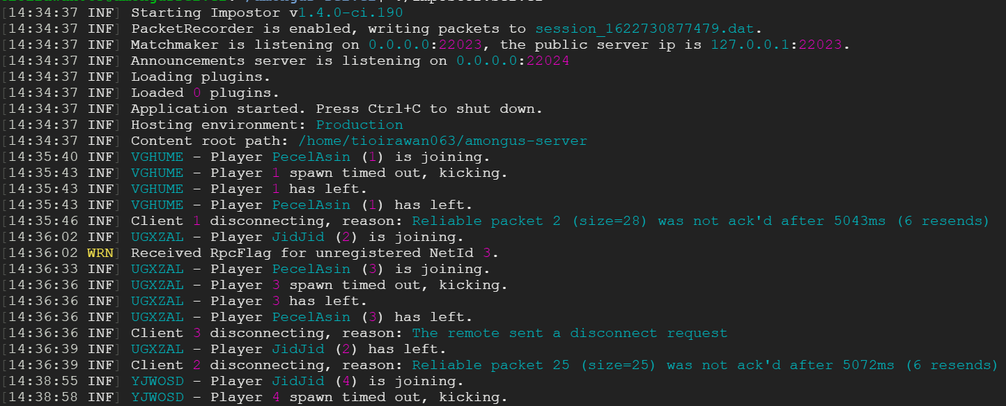 Client always got disconnected · Issue #419 · Impostor/Impostor · GitHub