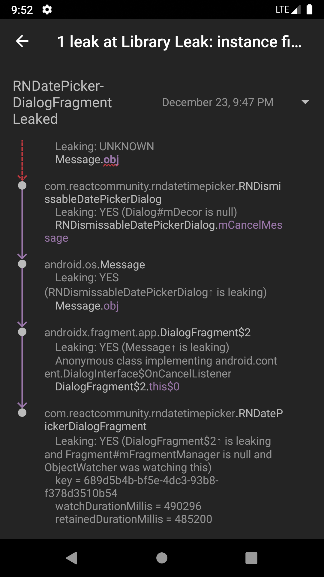 Memory leak: RNDatePicker DialogFragment Leaked. · Issue #373 · react-native-datetimepicker ...