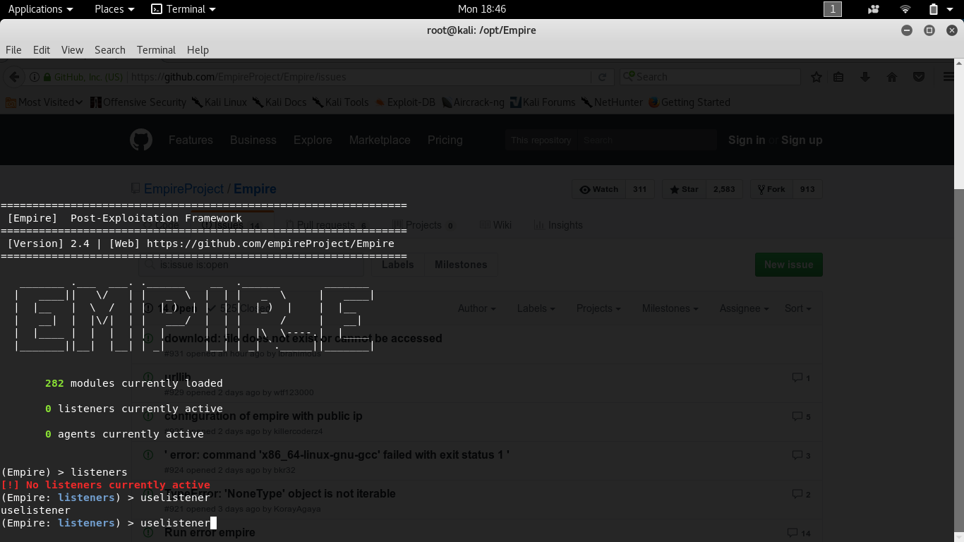 available listeners can't be found · Issue #932 · EmpireProject/Empire · GitHub