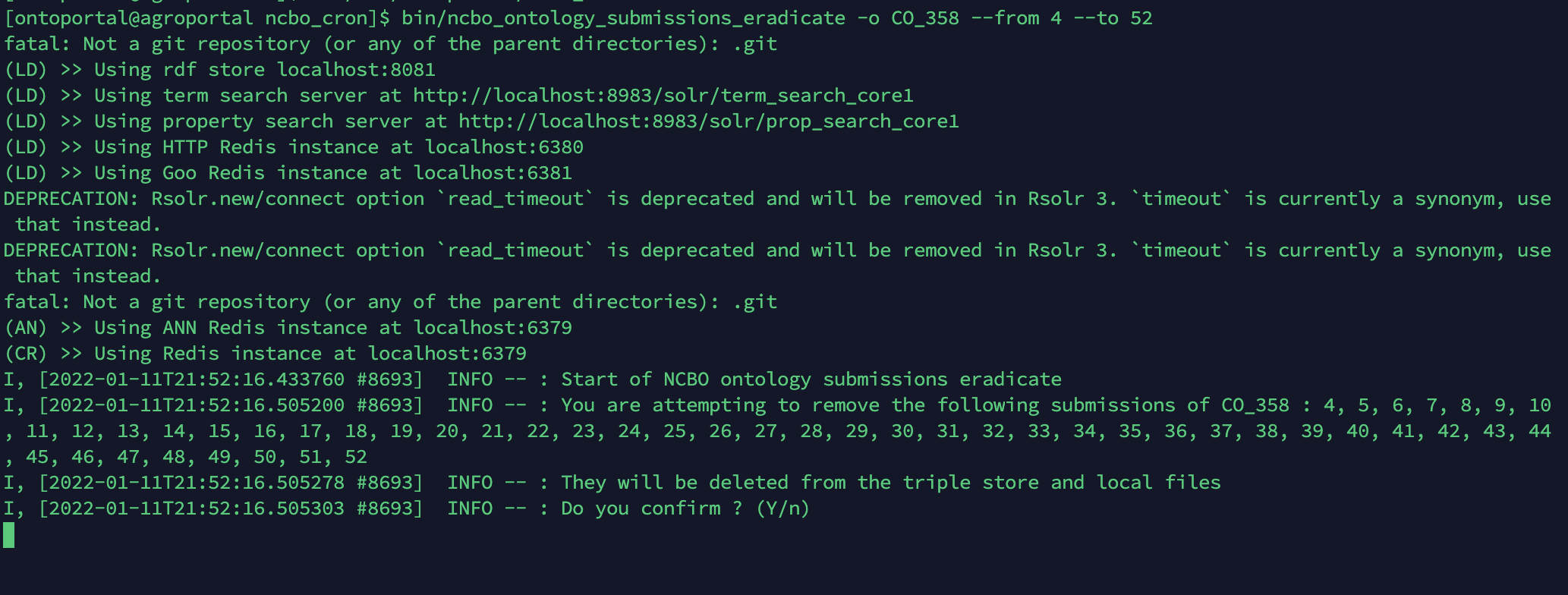 Clean unwanted submissions of the CO ontologies (using the eradicator ...