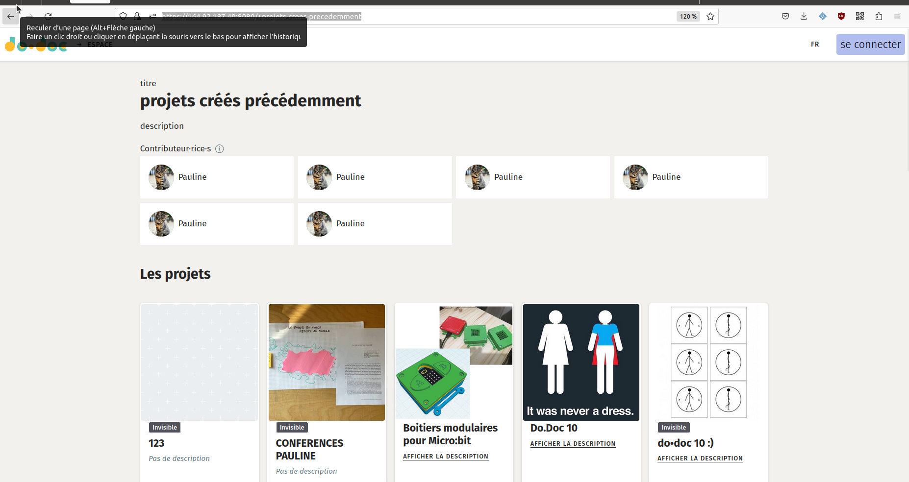 Projets invisibles sont affichés · Issue #721 · l-atelier-des-chercheurs/dodoc · GitHub
