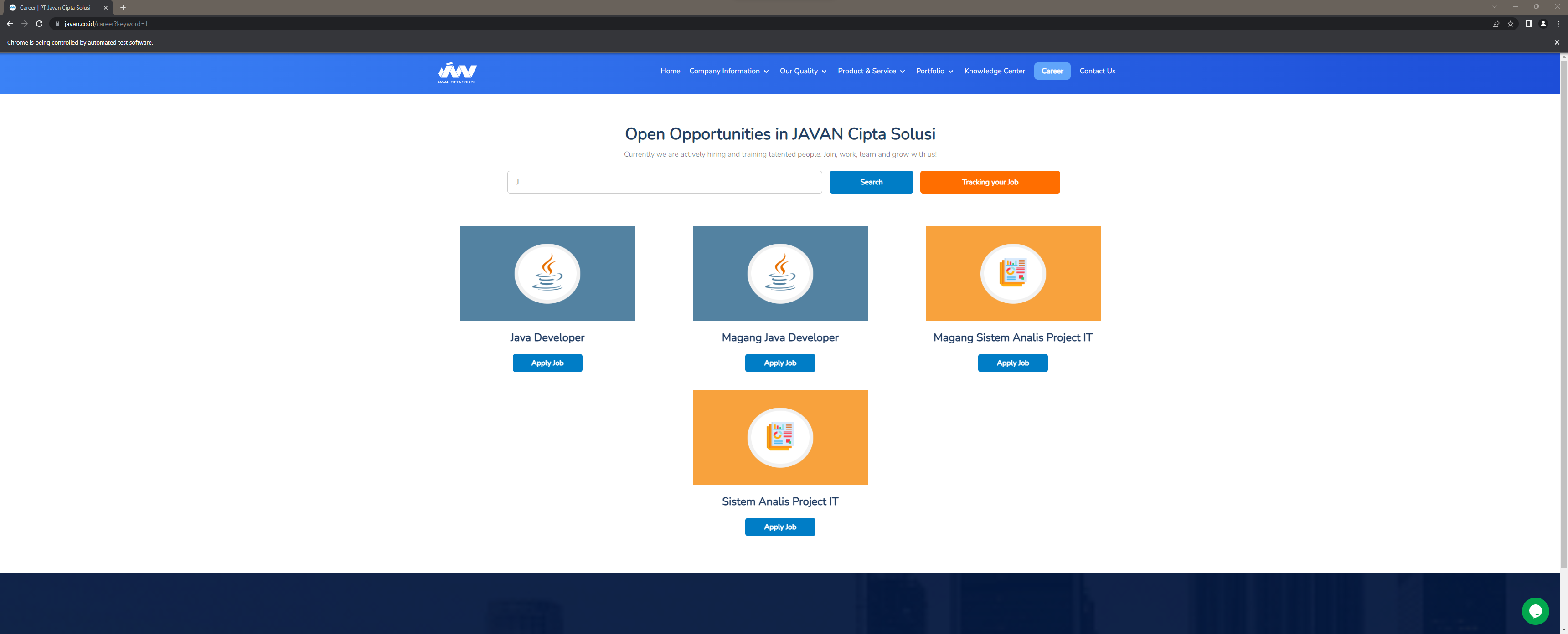 GitHub - callmencah/JavanWeb: Automation Web Fitur Career Search https://javan.co.id/