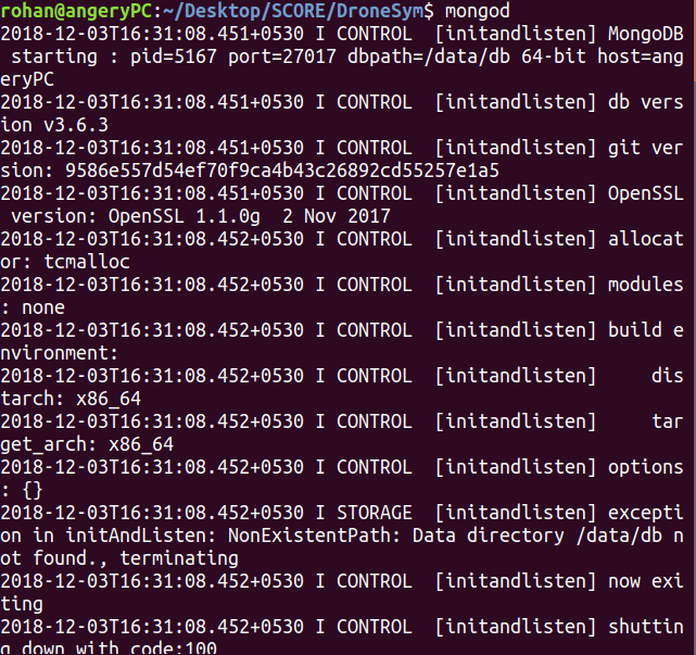 [Dronesym-node]Failed: Error connecting to db server: no reachable servers · Issue #142 ...