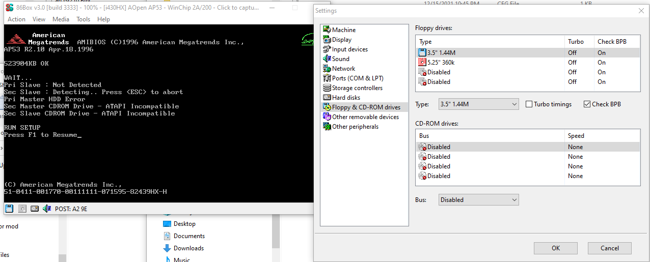 Emulated AOpen AP53 boards unable to detect hard drives/CD-ROM drives ...