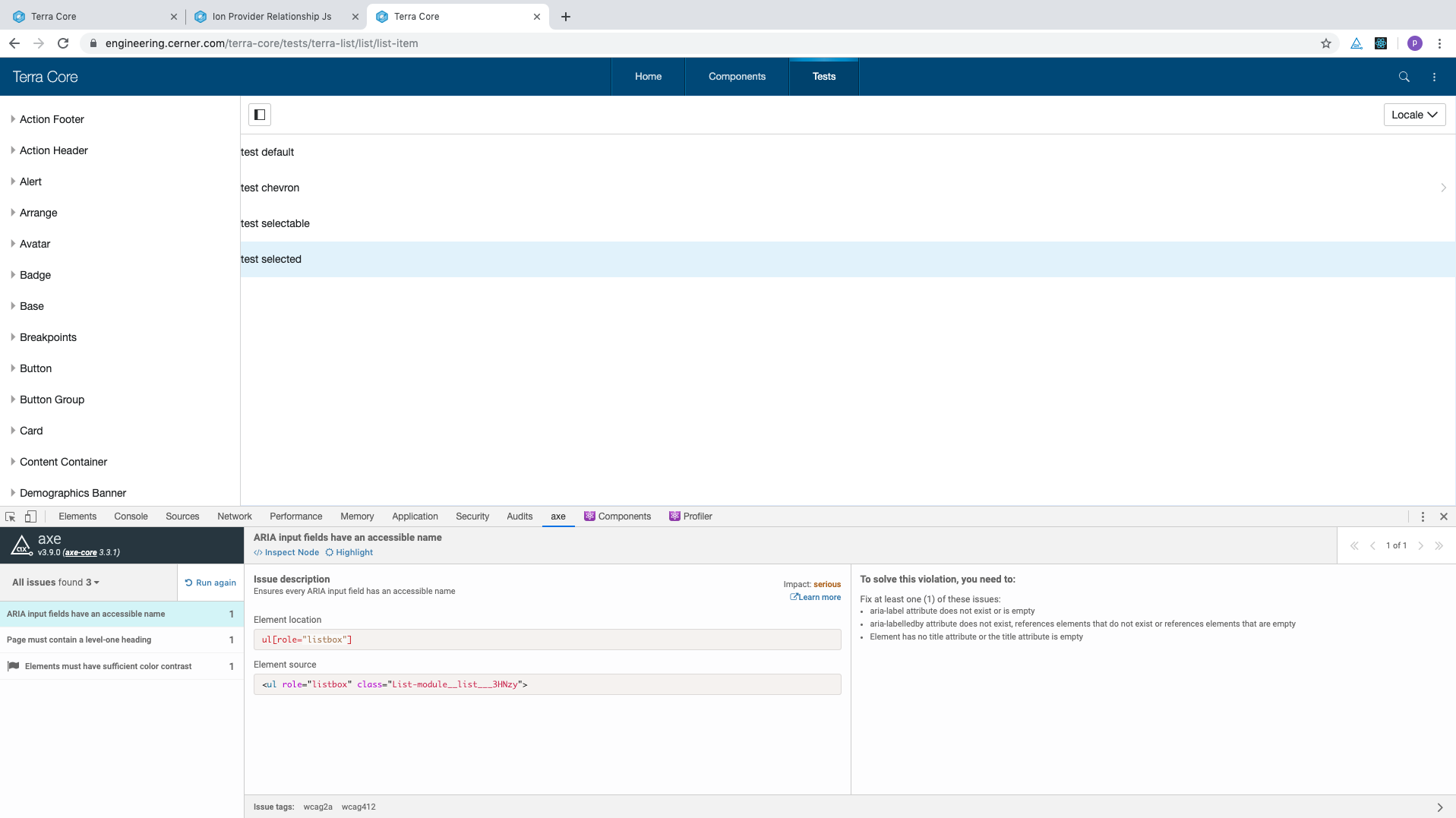 [axe-core warning] - Ensure List has an accessible name · Issue #2623 · cerner/terra-core · GitHub