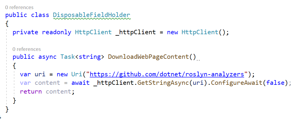 Compiler warning CA1001 is not raised when disposable field is ...