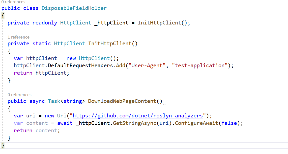 Compiler warning CA1001 is not raised when disposable field is initialized in a private method ...