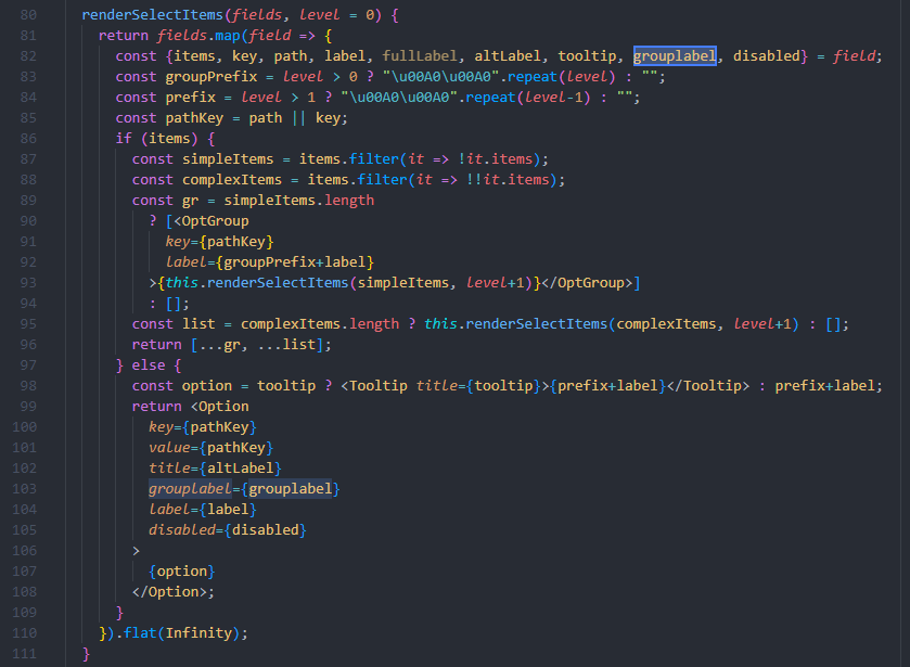 Group the options for Select Field · Issue #600 · ukrbublik/react-awesome-query-builder · GitHub