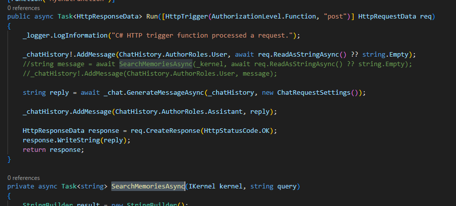 Chapter 2 SearchMemoriesAsync call commented out · Issue #10 · Azure-Samples/semantic-kernel-rag ...