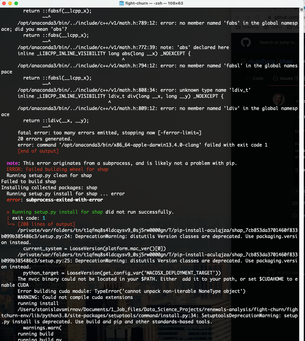 Error During Installation Of Shap V0390 Macos Monterrey 123 · Issue 2465 · Shapshap · Github 