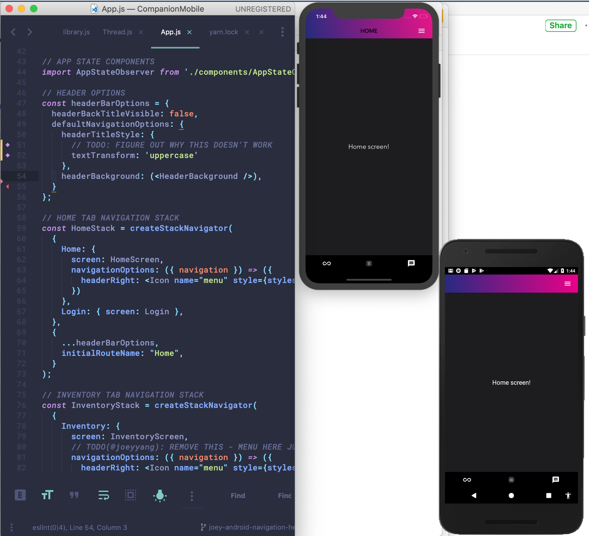 textTransform property in headerTitleStyle doesn't work on Android · Issue #5973 · react ...