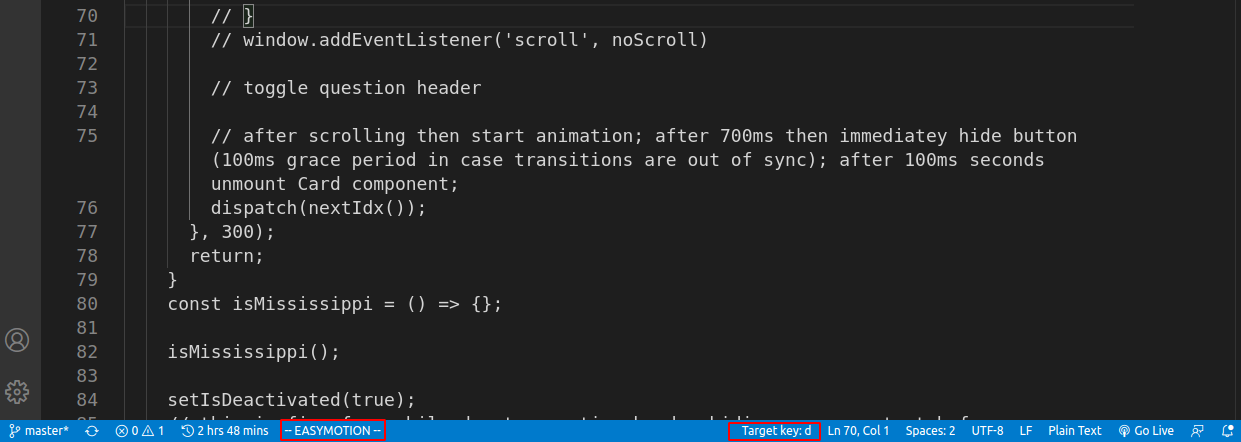 EasyMotion issues with specific two character marker 'dj' on certain text structure/amount ...