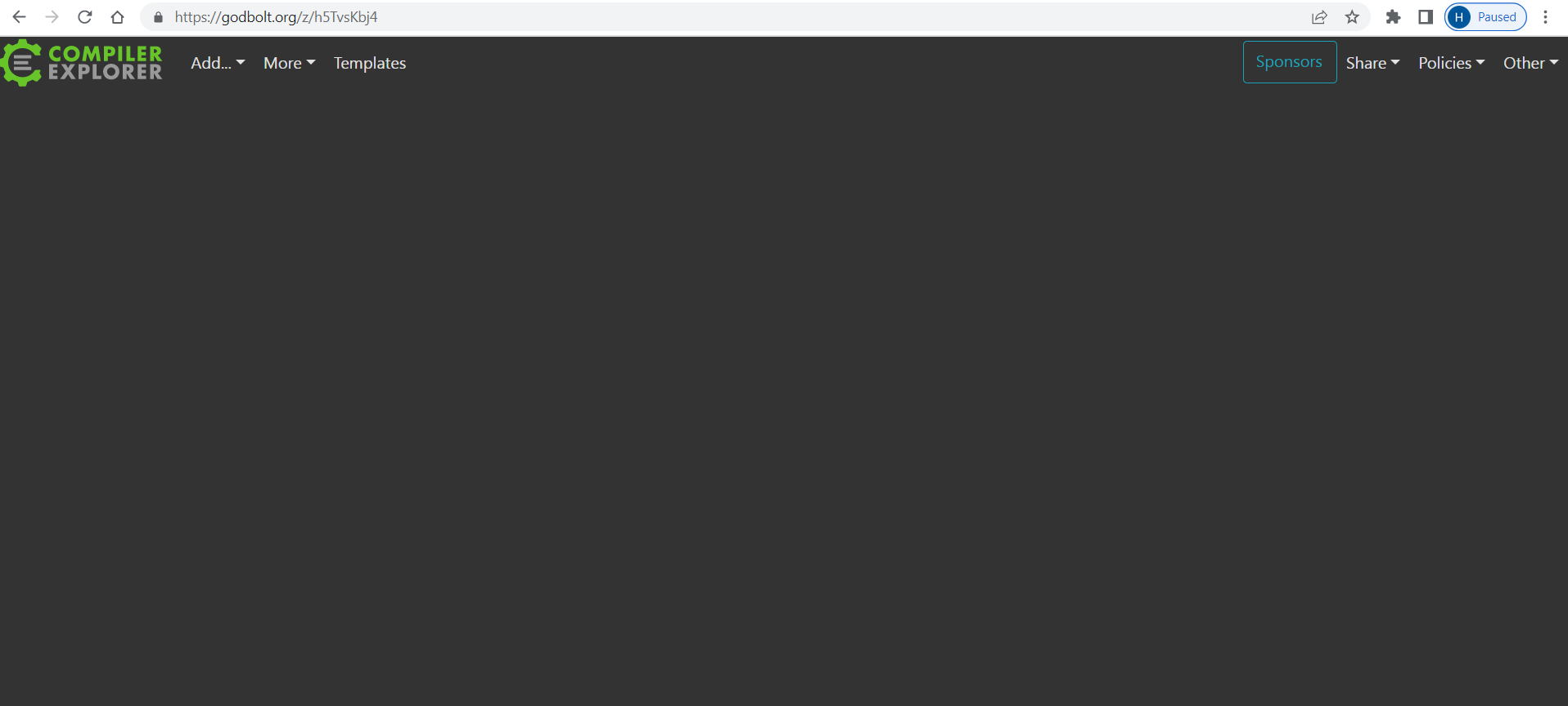 Bug Compiler Explorer Show Me A Black Blank Screen When I Open A Saved Program Link · Issue