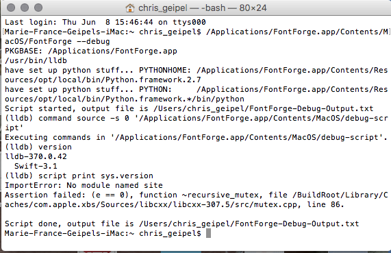 FontForge won't launch on Mac 10.12.5 · Issue #3081 · fontforge/fontforge · GitHub