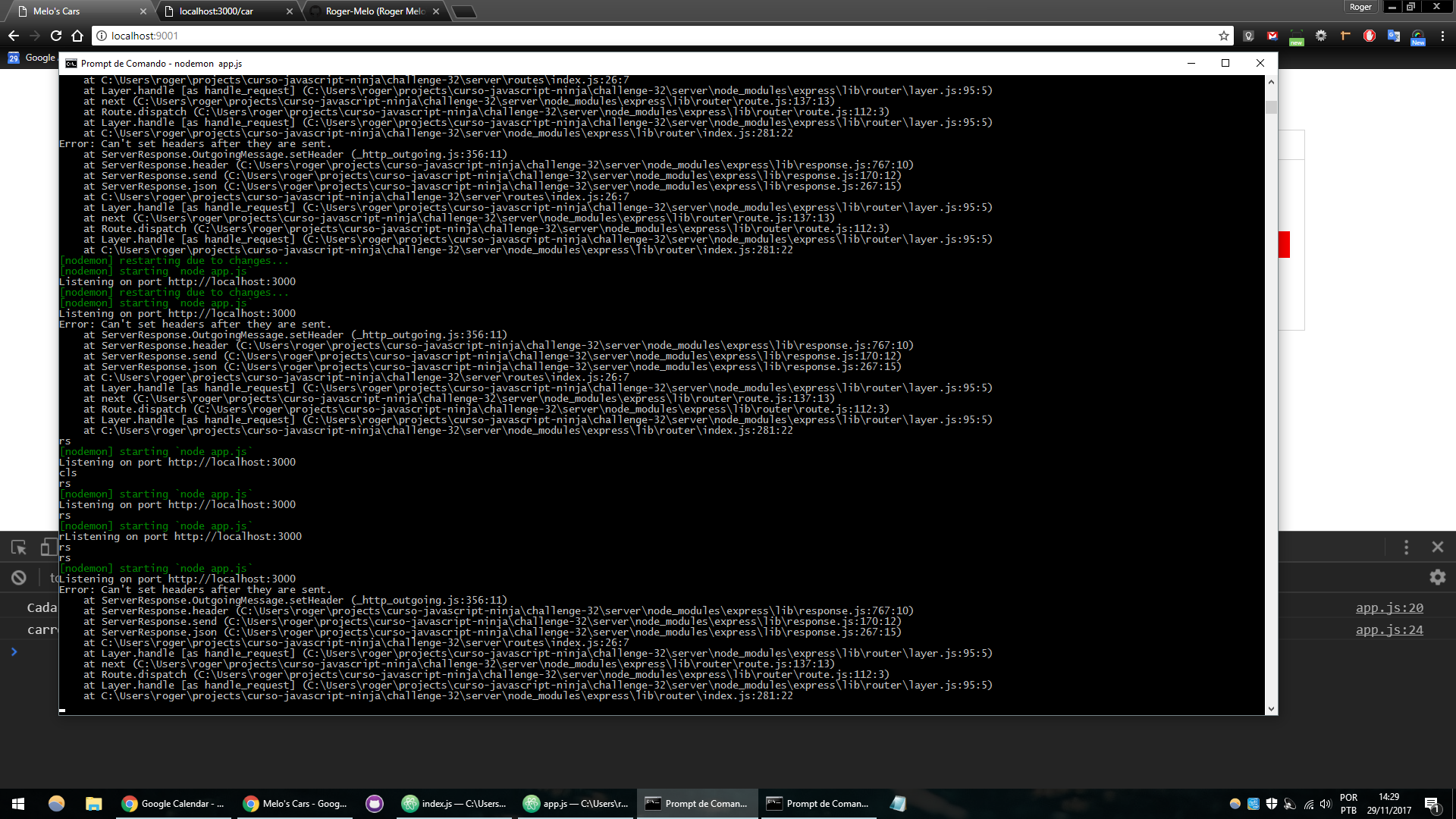 Challenge 32 Nodemon Error · Issue 2253 · Da2kcurso Javascript Ninja · Github