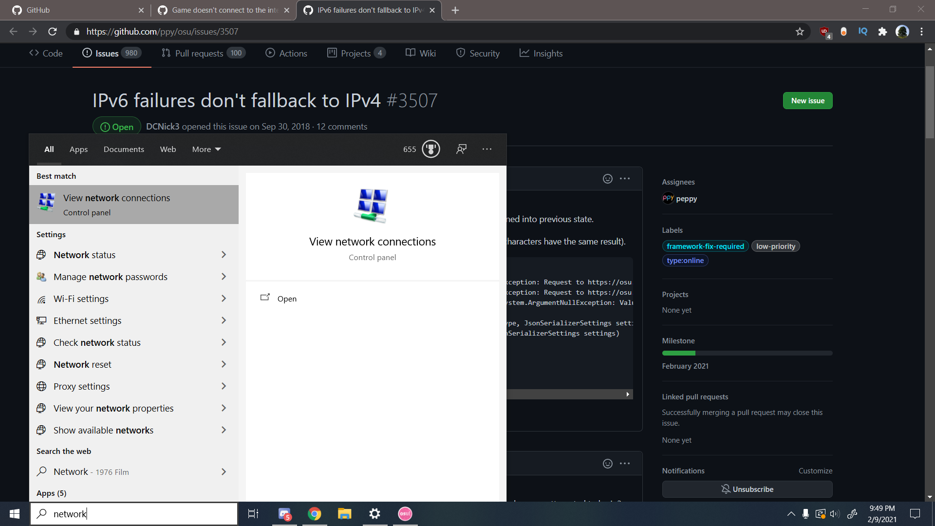 IPv6 failures don't fallback to IPv4 · Issue #3507 · ppy/osu · GitHub