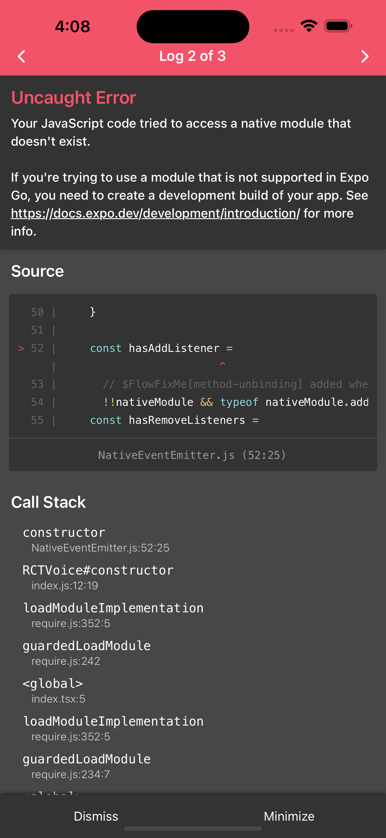 Your JavaScript code tried to access a native module that doesn't exist. · Issue #463 · react ...