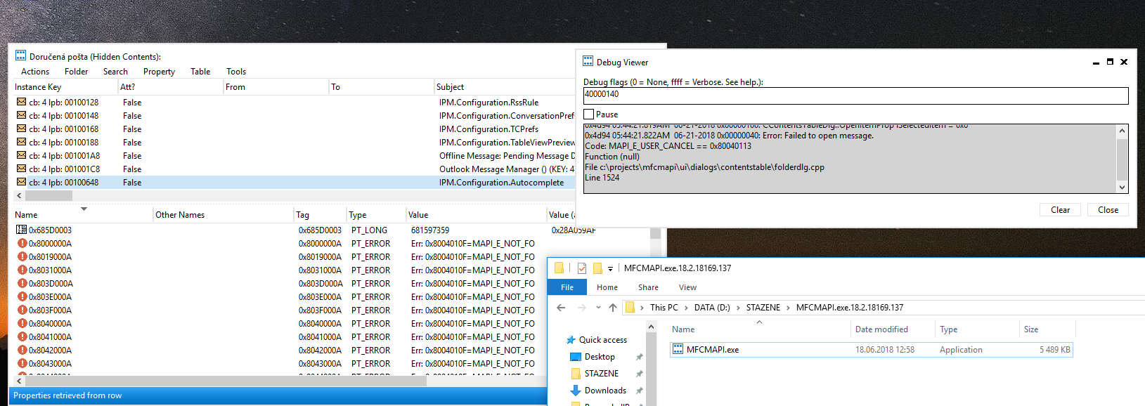 OpenItemProp Fails · Issue #152 · microsoft/mfcmapi · GitHub