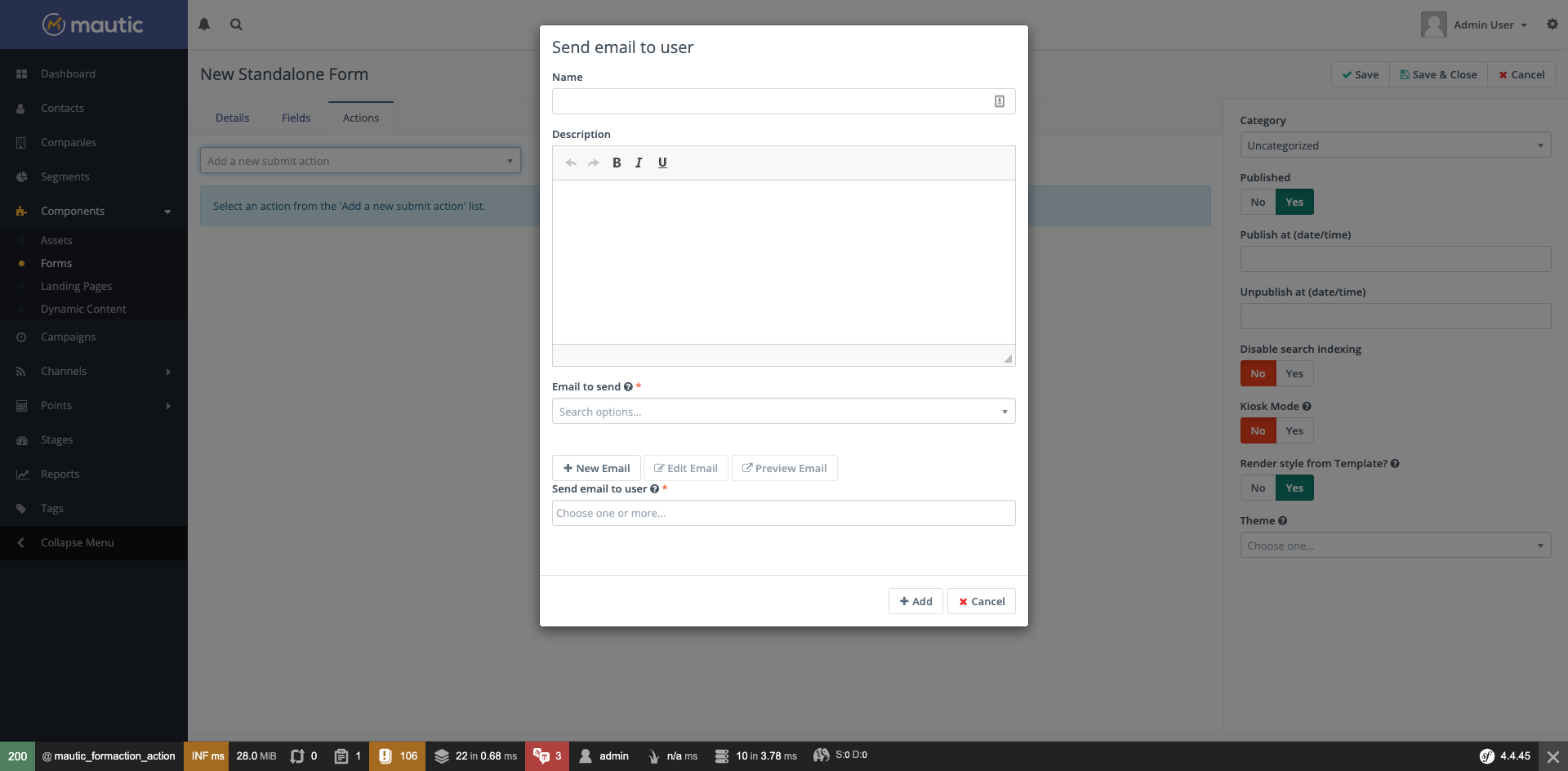 Send email to user on forms results in two fields to select the email · Issue #11739 · mautic ...