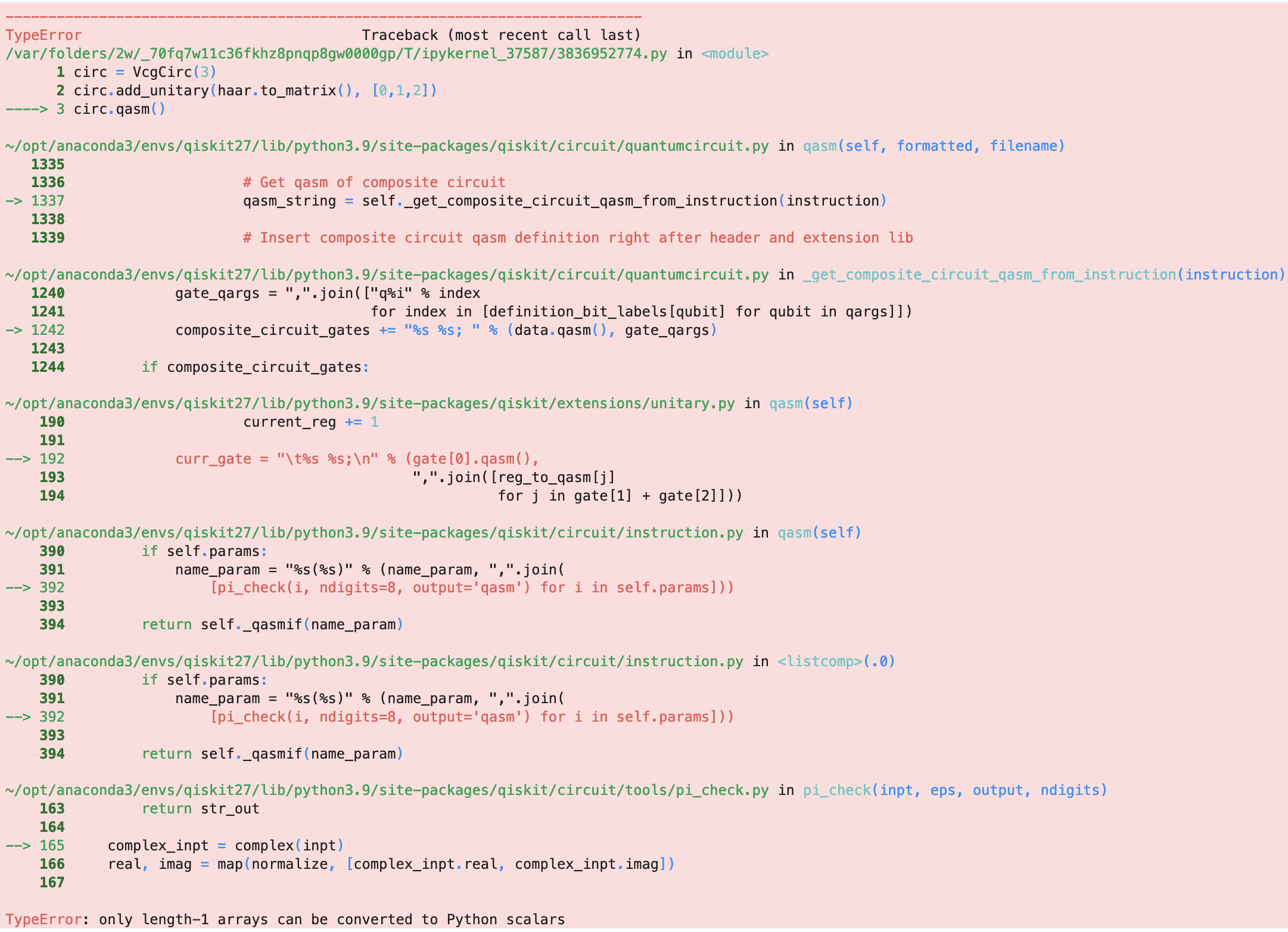 Cast circ to qasm via .qasm() fails when unitary added via circ.unitary() · Issue #6712 · Qiskit ...
