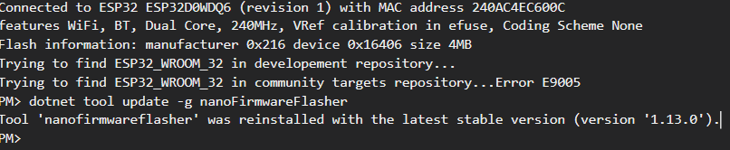 nanoff command unable to find ESP32_WROOM_32 firmware in repository · Issue #753 · nanoframework ...