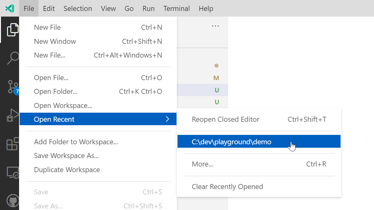 Open recent does not consider editors opened with the file explorer ...