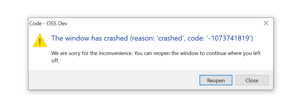 When Setting A Breakpoint In Vs Code While Debugging Oss Electron Often Crashes · Issue 128334