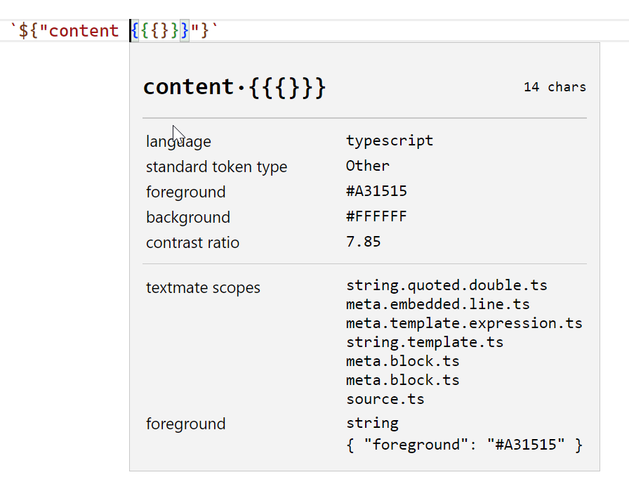 Brackets Highlight error in template string · Issue #136268 · microsoft/vscode · GitHub
